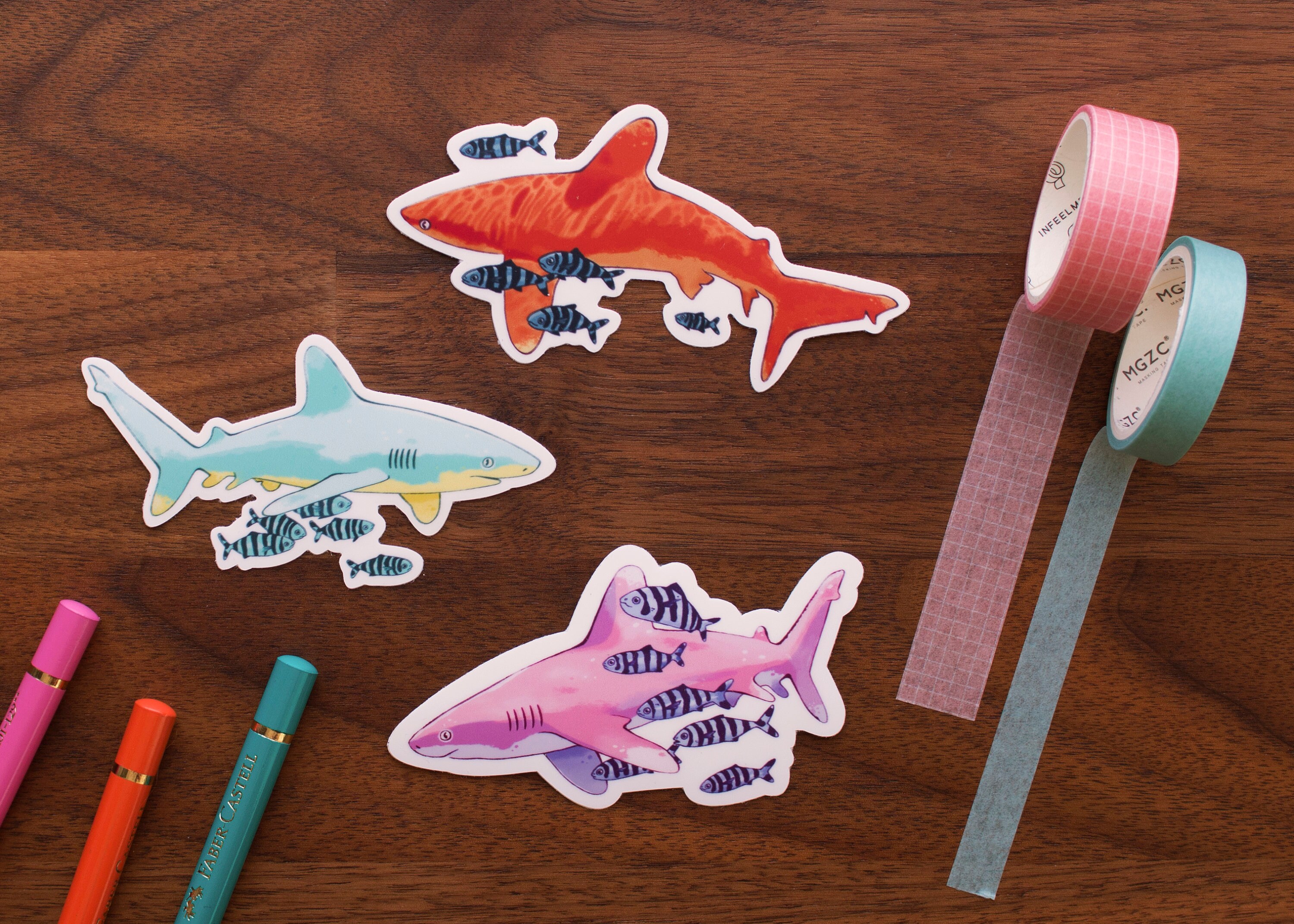 Shark Sticker Pack Colourful Vinyl Stickers | Etsy