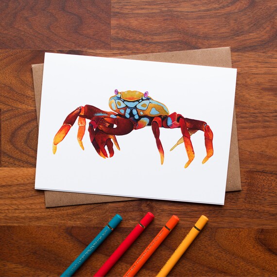 Blank Cards Paper Paper & Party Supplies Watercolour Crab Blank ...
