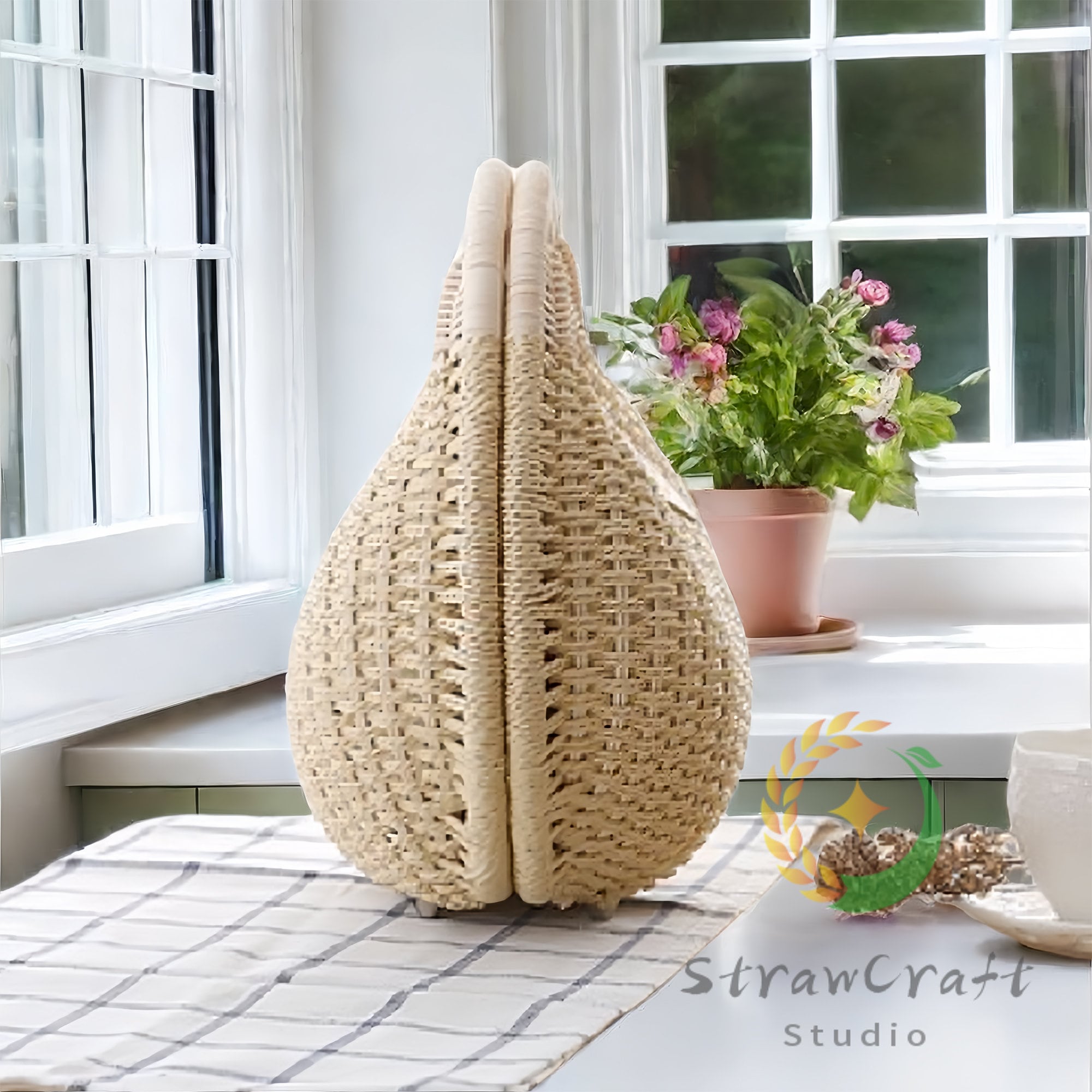 Summer Rattan Tote, Straw Rattan Bag, Clams Basket, Seashell Straw Bag ...
