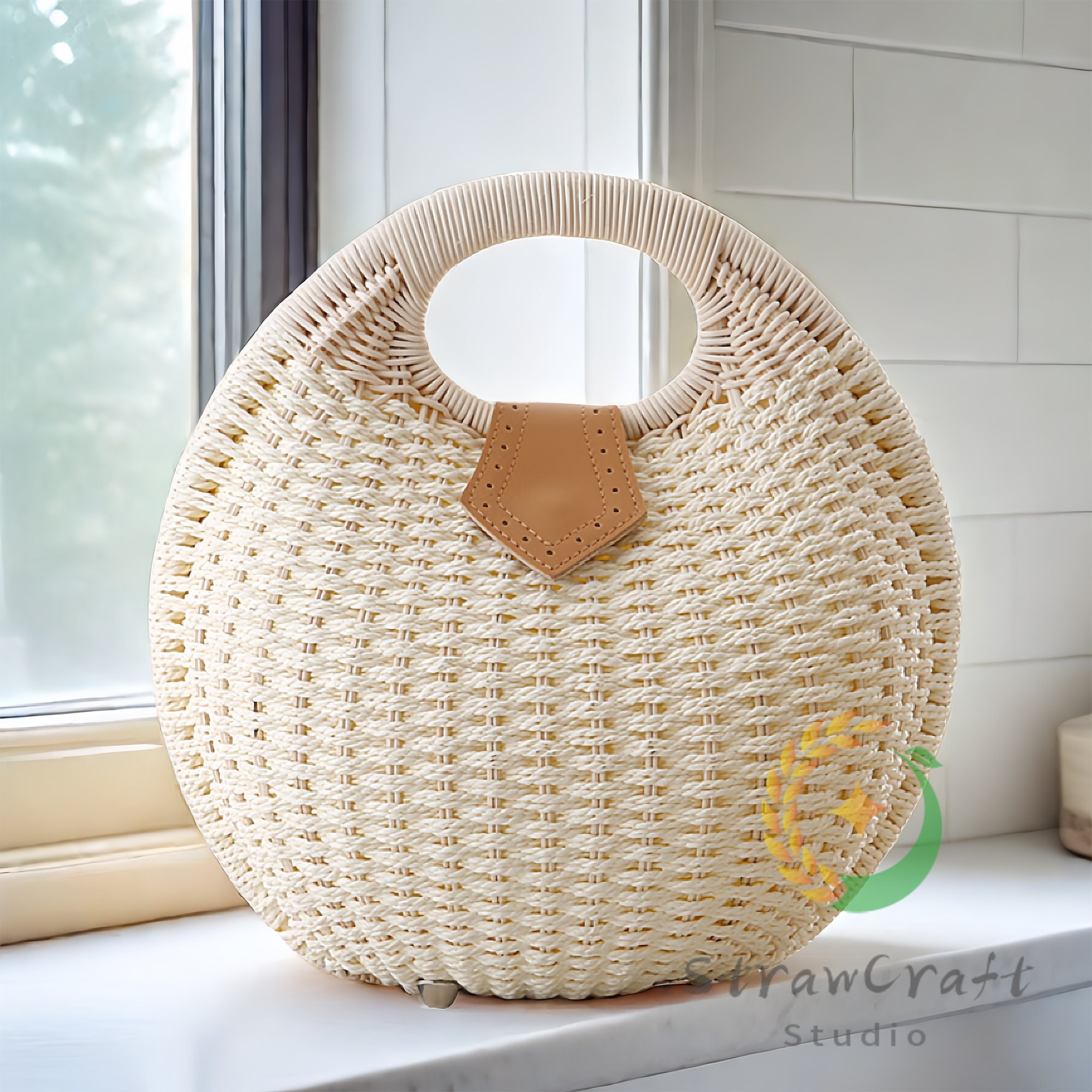 Summer Rattan Tote, Straw Rattan Bag, Clams Basket, Seashell Straw Bag ...