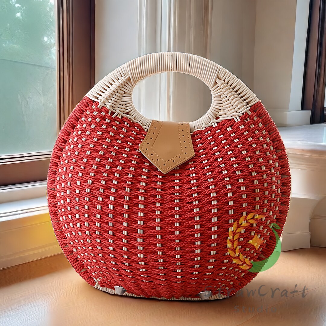 Summer Rattan Tote, Straw Rattan Bag, Clams Basket, Seashell Straw Bag ...
