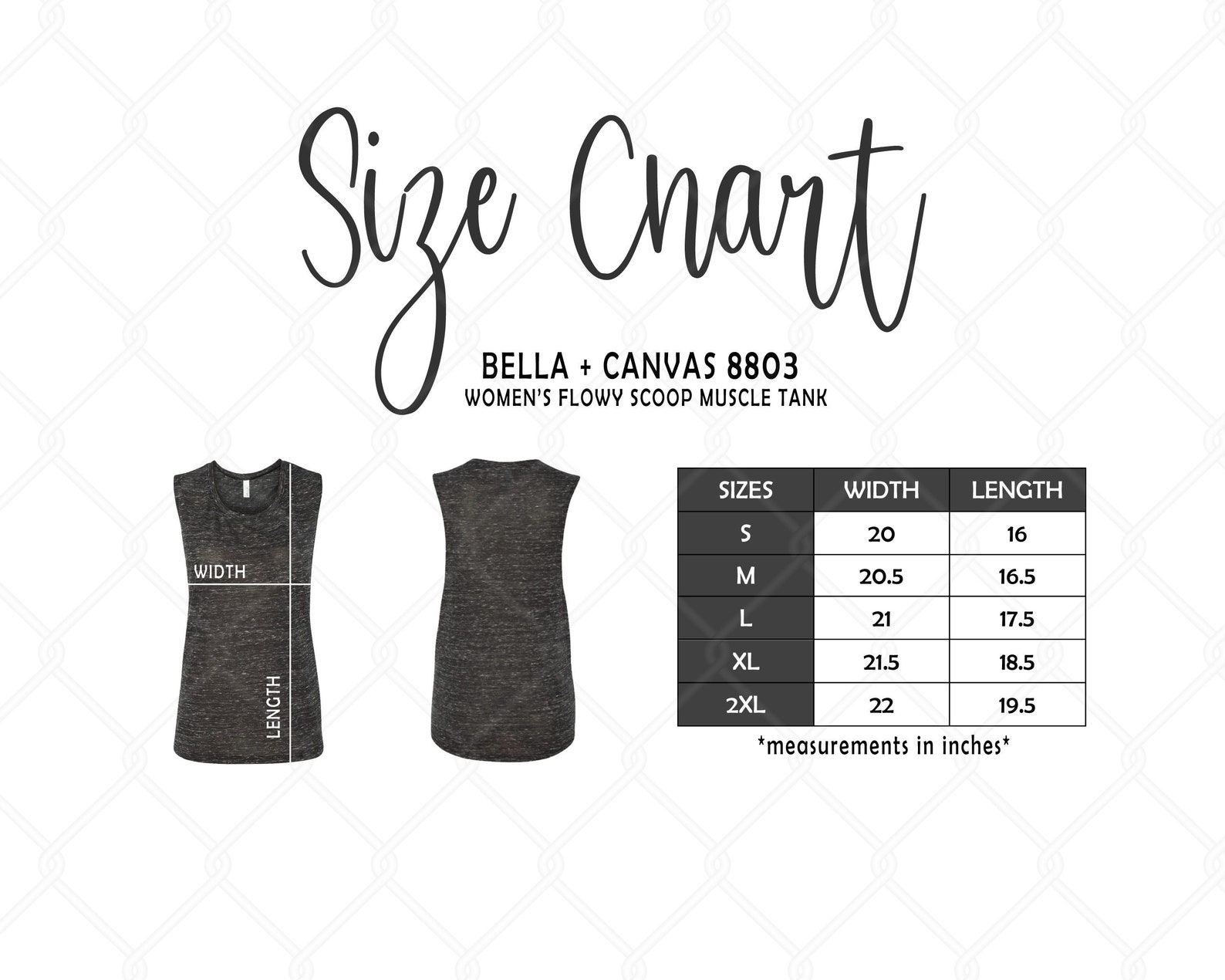 Bella Canvas 8803 Size Chart Bella Canvas Muscle Tank Size Chart Bella ...