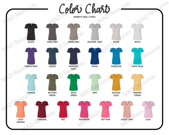 Next Level 1540 Color Chart Next Level Women's Ideal - Etsy