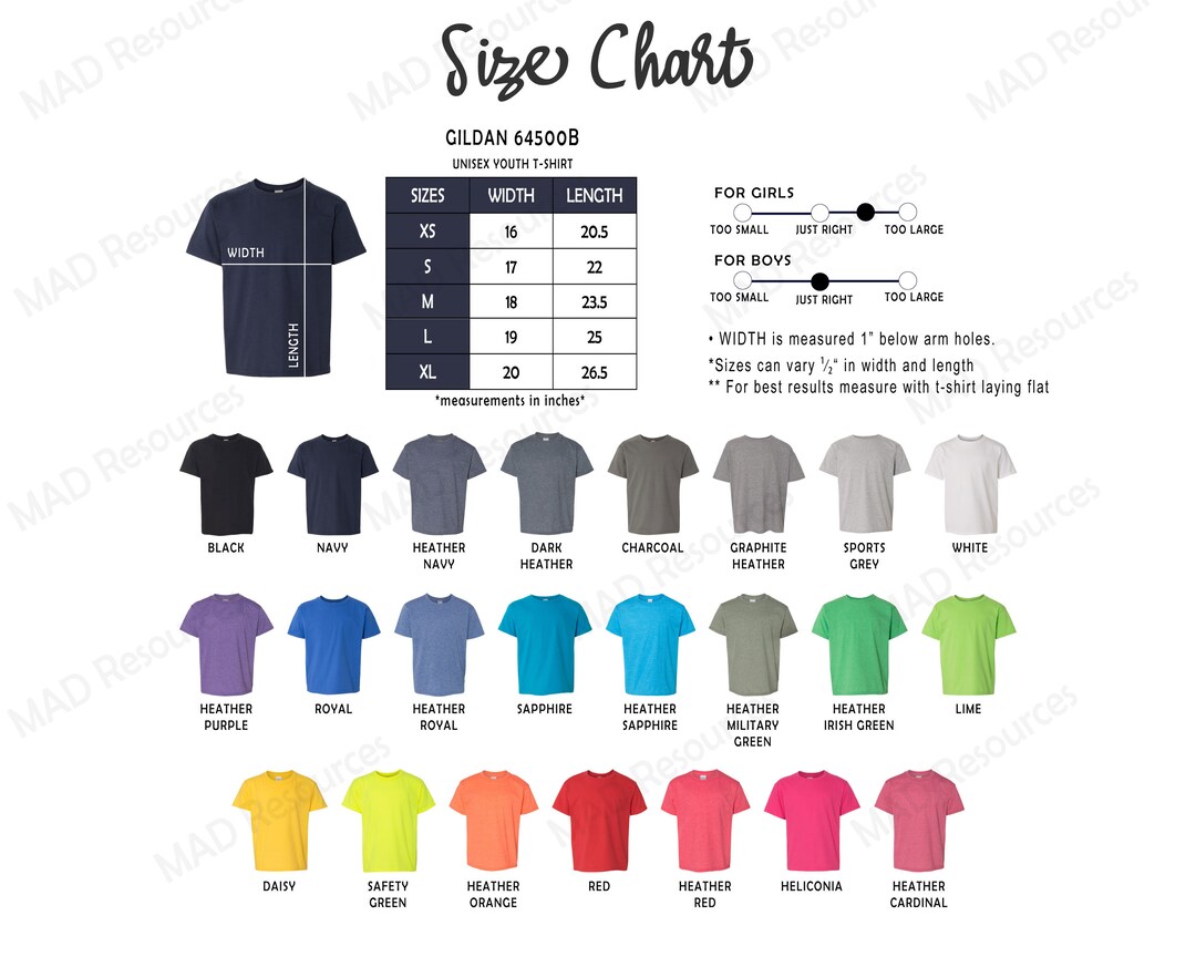 Every Shirt Color Chart Digital File All 23 Colors 2021 - Etsy