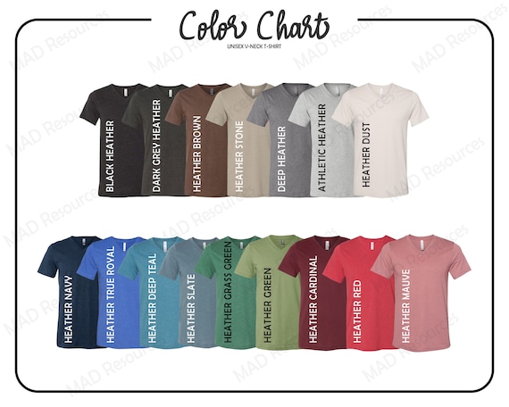 Bella Canvas 3005 Color Chart HEATHER ONLY Bella Canvas - Etsy