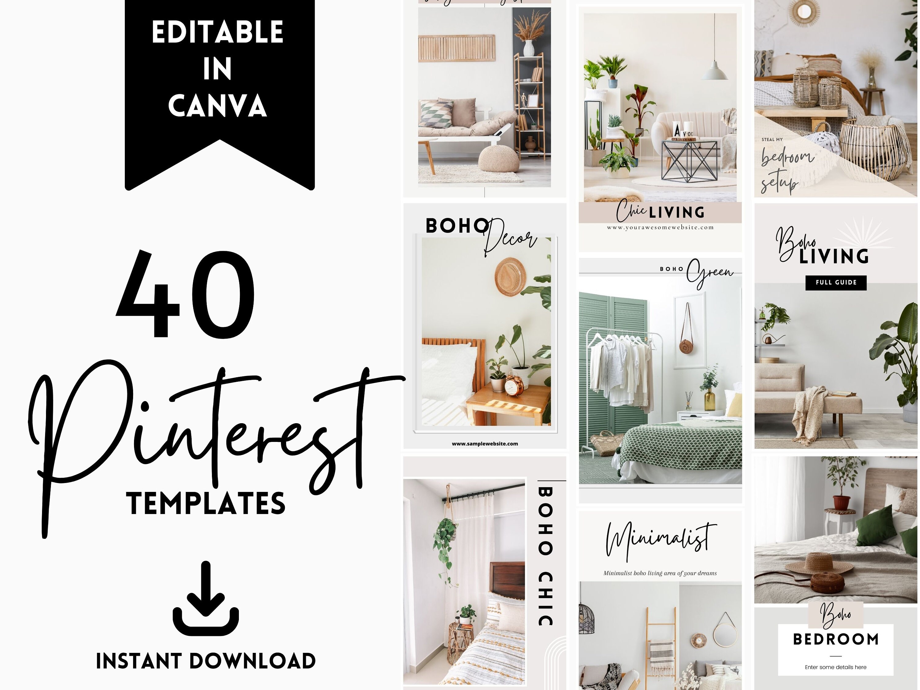40 Pinterest Templates for Canva, Pin Templates, Canva Template ...