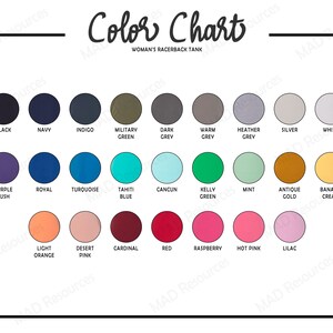 Art & Collectibles Digital Every Color Tshirt next level Color Chart ...