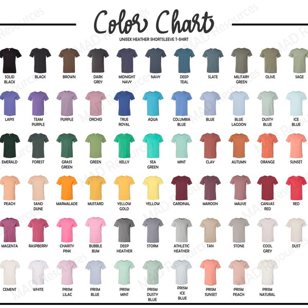 Heather Color Chart - Etsy