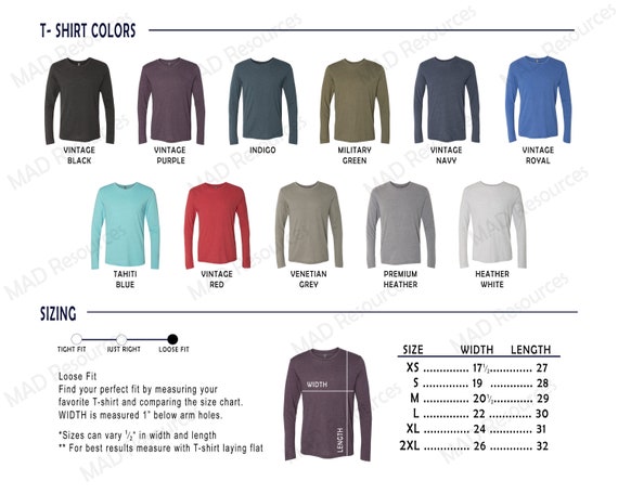 Art & Collectibles Digital Every Color Tshirt next level Color Chart ...