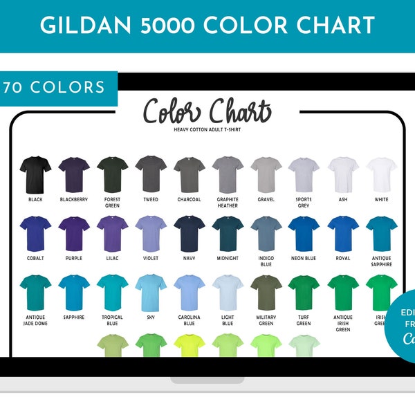 Gildan G500 Color Chart - Etsy