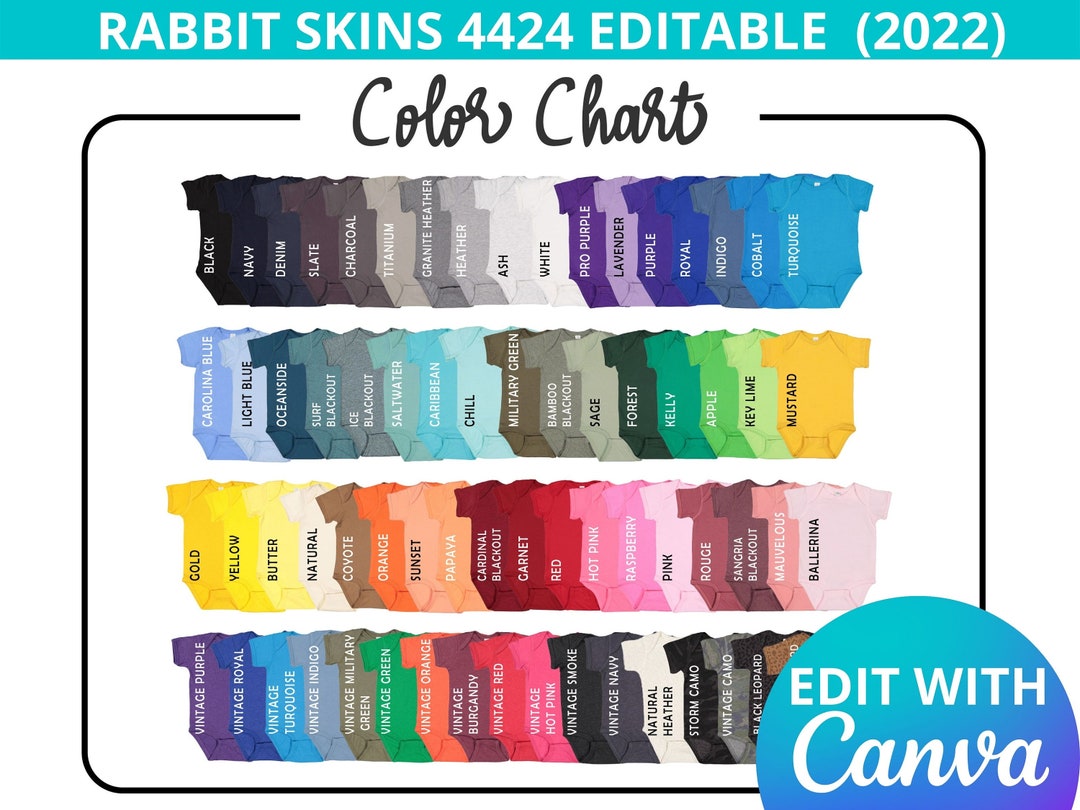 Rabbit Skins 4424 Editable Color Chart,2023 ALL 68 COLORS, Rabbit Skins ...
