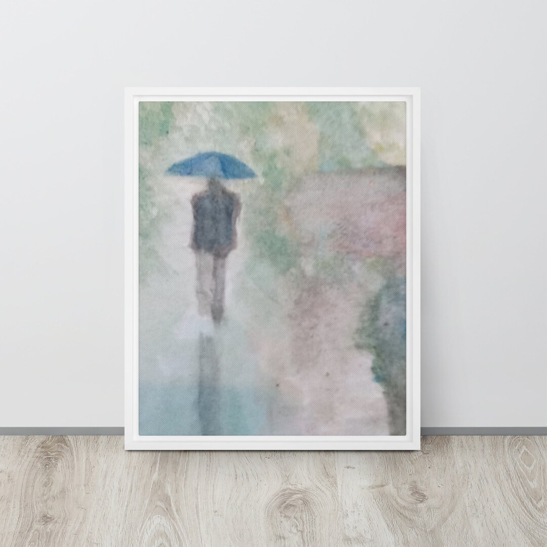 Rainy Day Watercolor | Floating Frame Canvas | Wall Art | Home Decor - Etsy