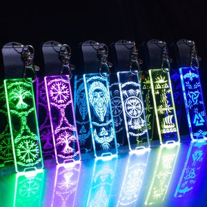 Viking LED Keychain – Norse Mythology Symbols: Tree of Life, Vegvisir ...