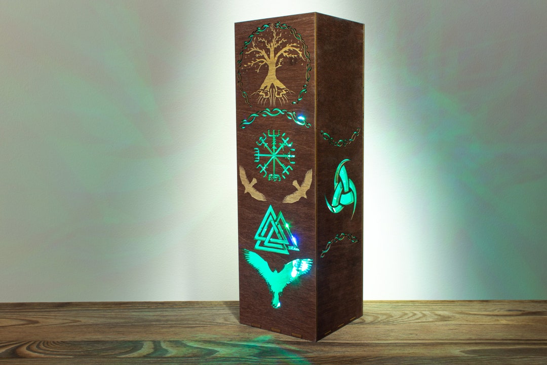 Norse Mythology Lamp | Odin's Thorn Ravens Yggdrasil Tree Vegvisir ...