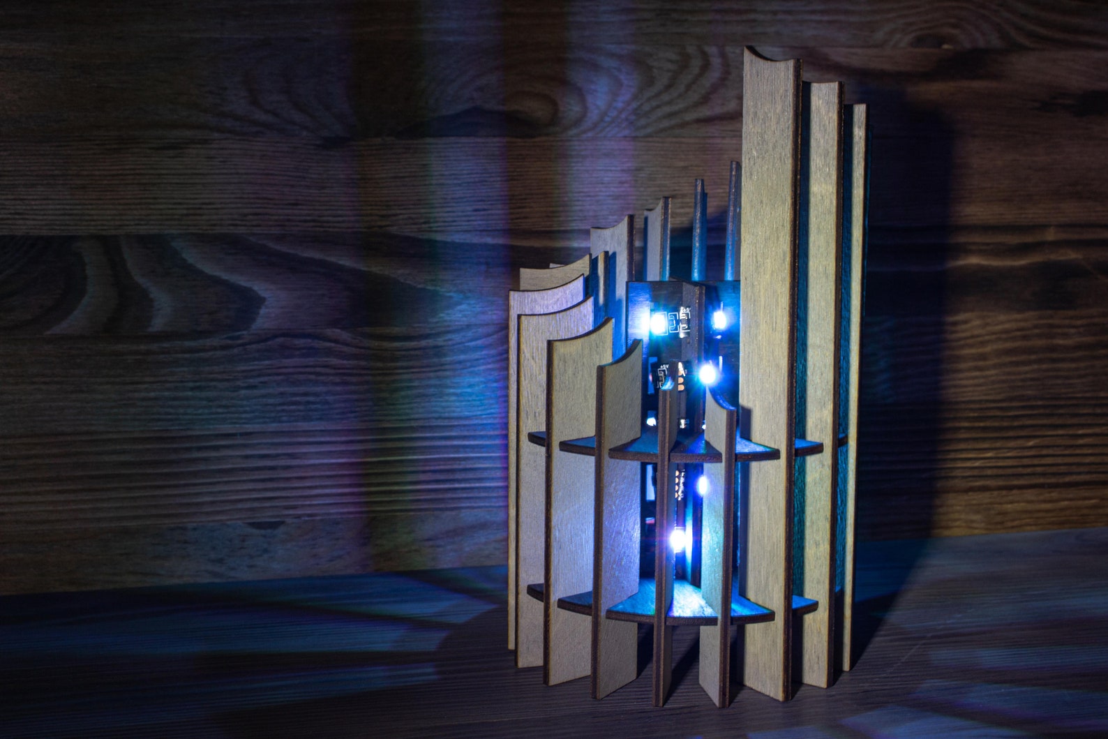 Handmade Spiraled Wood LED Lamp | Cyberpunk Night Light - Etsy UK
