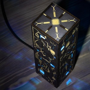 Cyberpunk Night Lamp Rectangular Prism Shape Sci-fi Punk Style LED Lamp ...