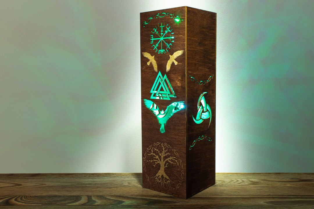 Norse Mythology Lamp | Odin's Thorn Ravens Yggdrasil Tree Vegvisir ...