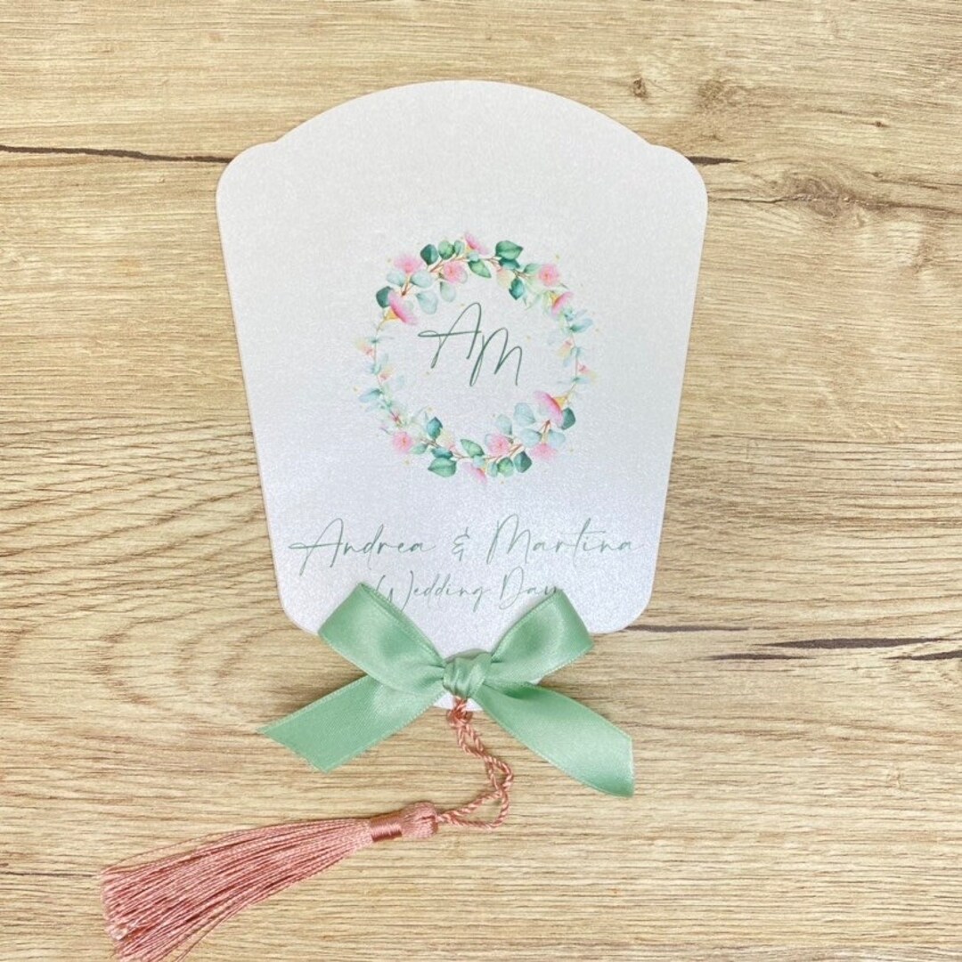 Cardboard Placeholder Menu Fan and Personalized Ribbon With - Etsy
