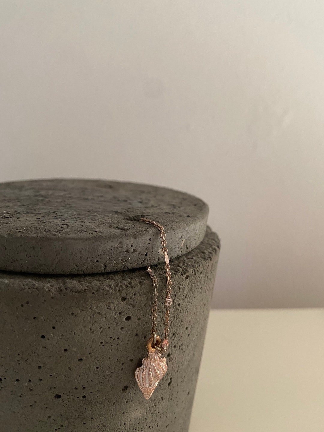 Concrete Storage Box With a Shell Charm, Jewelry Organizer for an ...