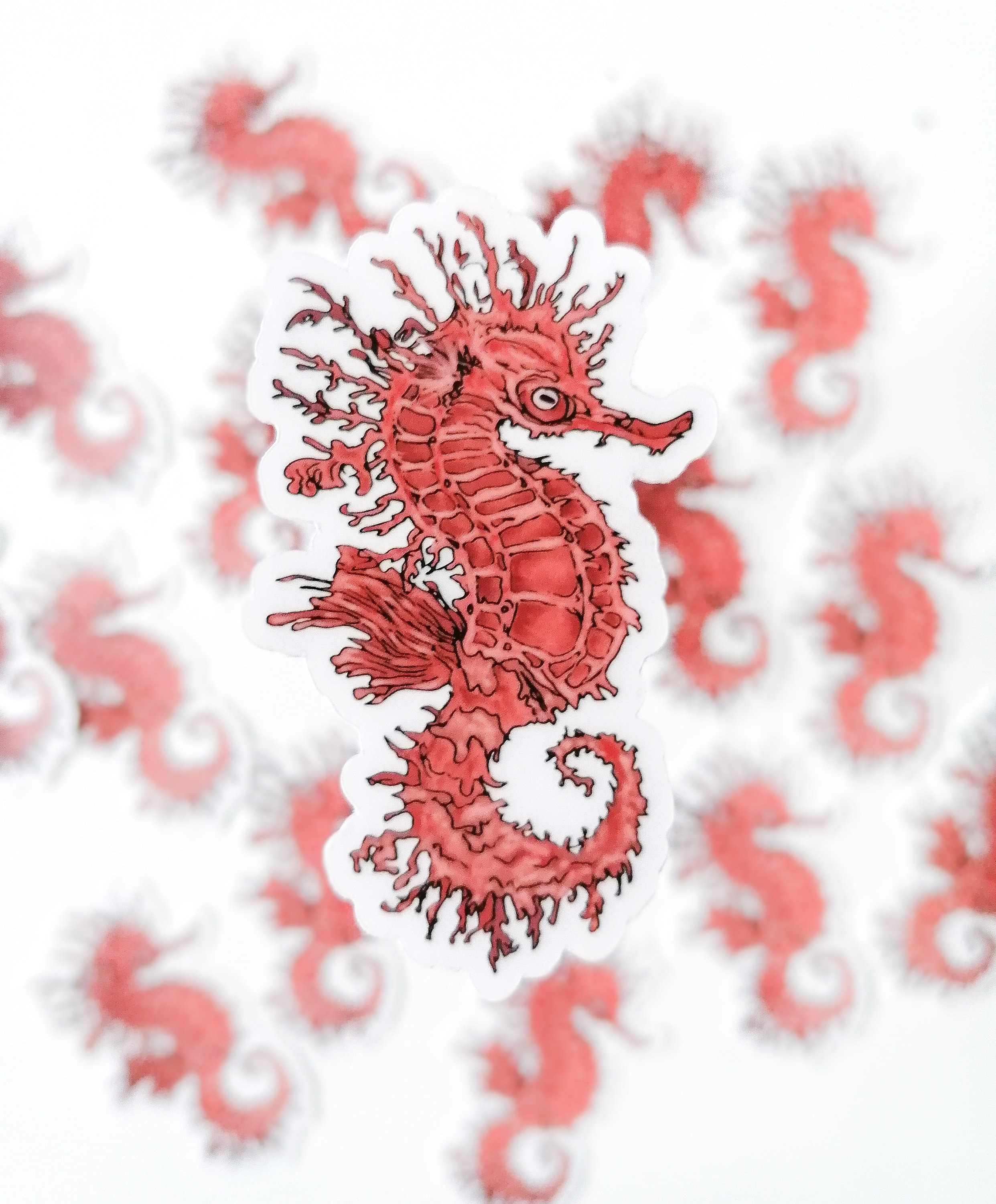 Seahorse Sticker, Sea Life Sticker, Animal Stickers, Pink Seahorse ...