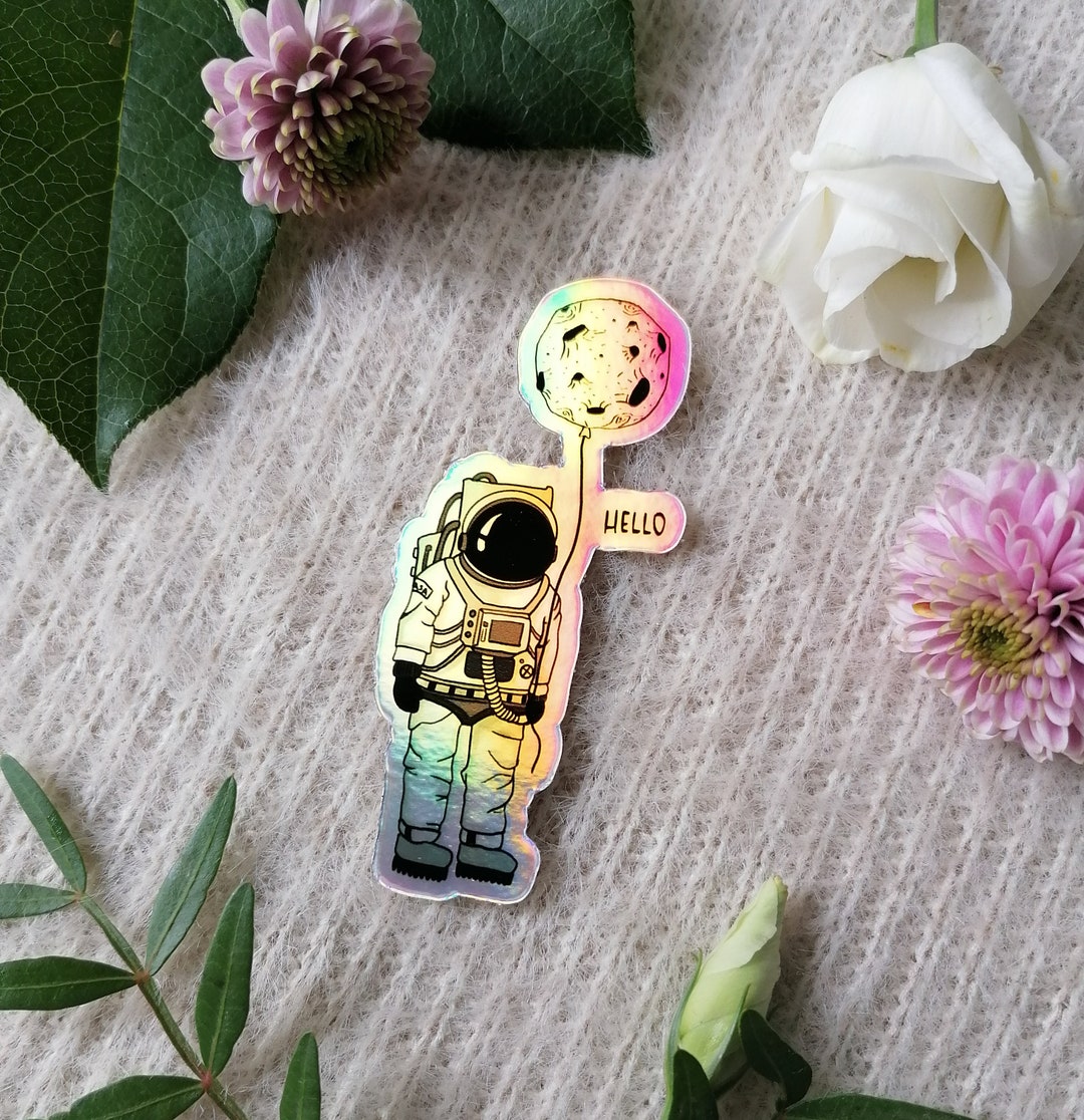 Holographic Space Sticker Heavenly Bodies Astronaut With a - Etsy
