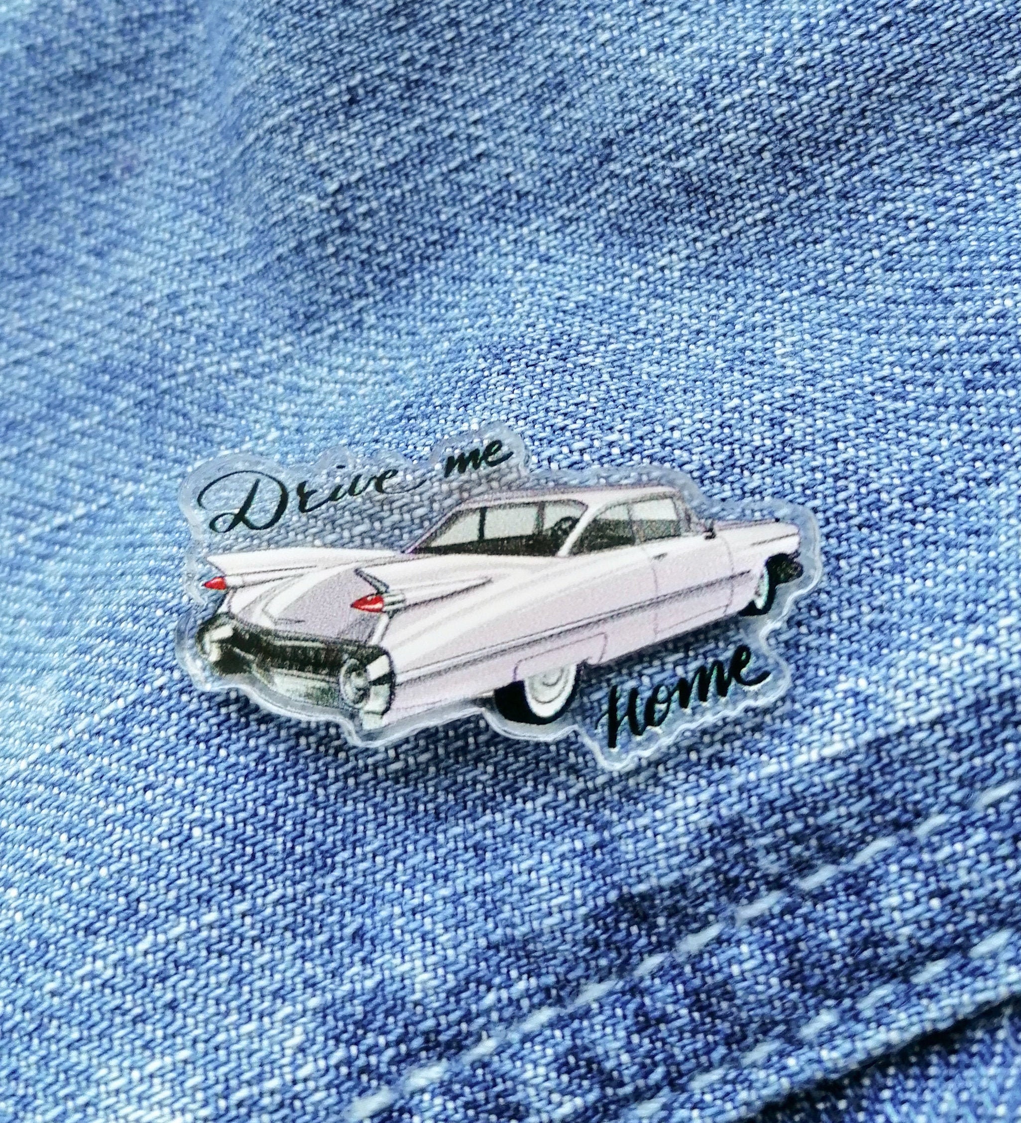 Car Pin, Cadillac Pin, Denim Jacket Pin, Pink Cadillac Pin, Bag ...