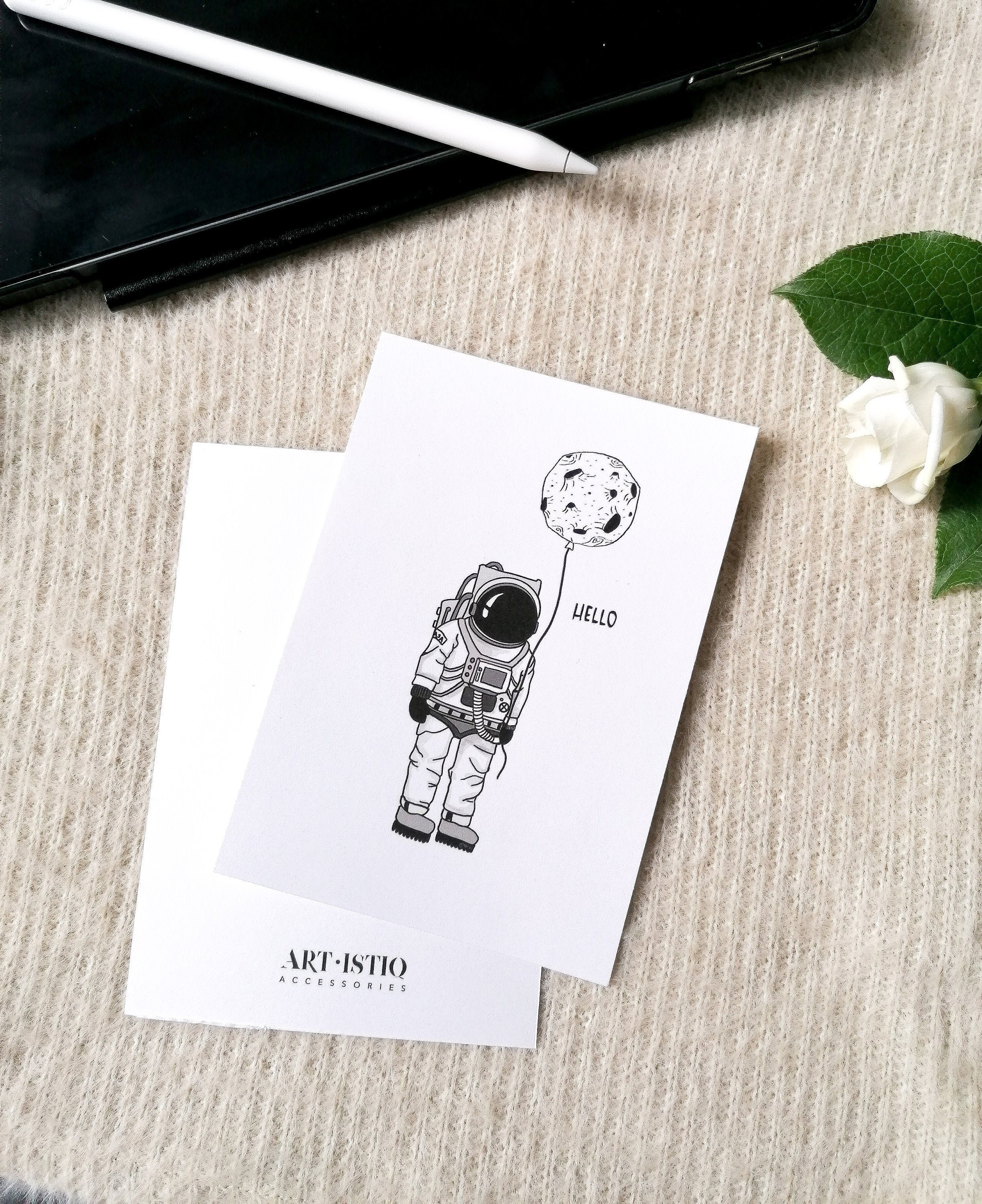 Astronaut Greeting Card, A6 Card, Cosmonaut Greeting Card, Galaxy Card ...