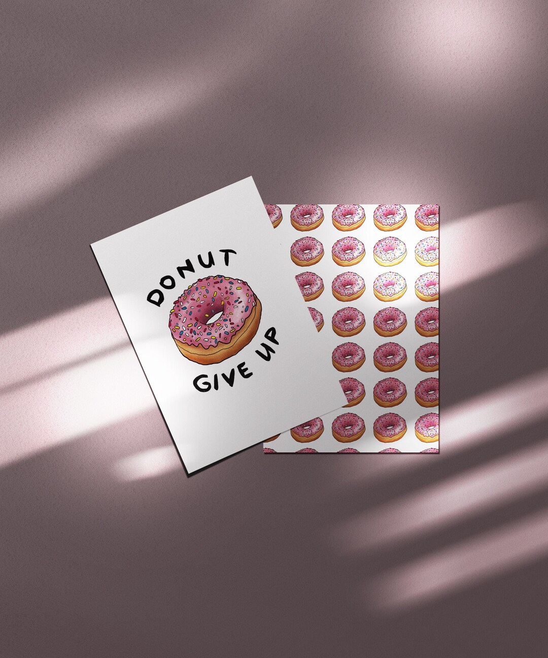 Pink Doughnut Card, Greeting Card A6, Donut Give up Card, Gift Card ...