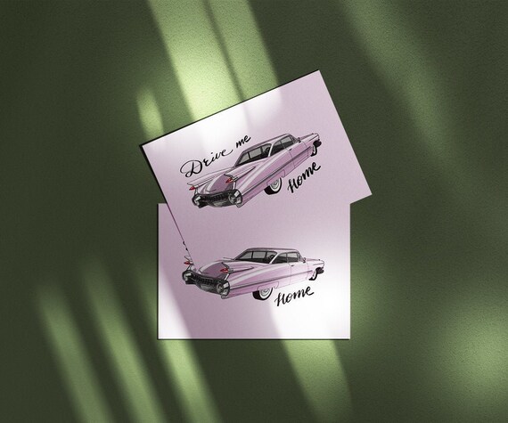Pink Cadillac Card Pink Cadillac Greeting Card A6 Vintage - Etsy