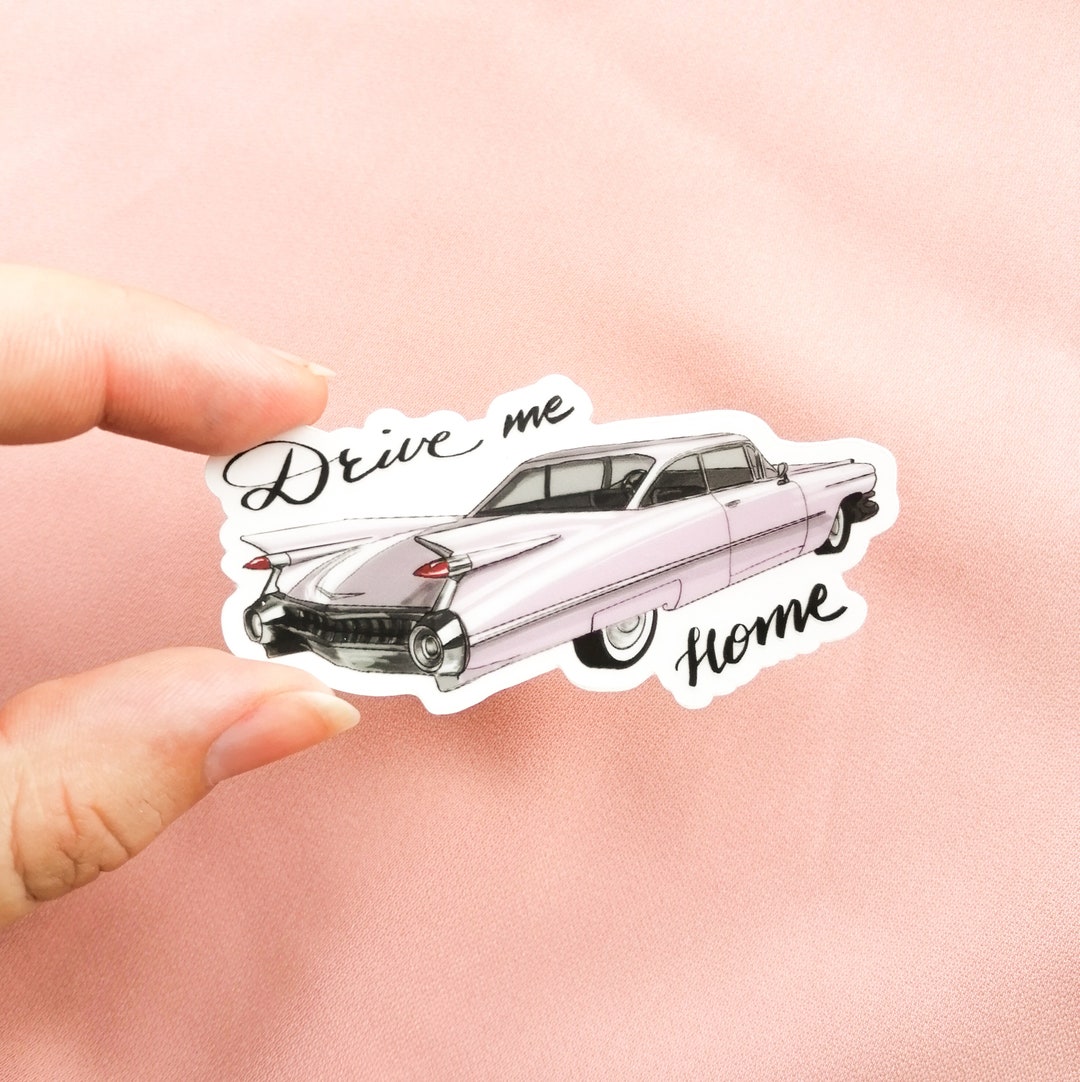 Pink Cadillac Sticker, Vintage Sticker, Retro Style Sticker, 1955 ...