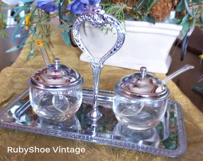 Double Jam Set. Vintage Jam Set. Metal Tray With Jam Jars. Brunch ...