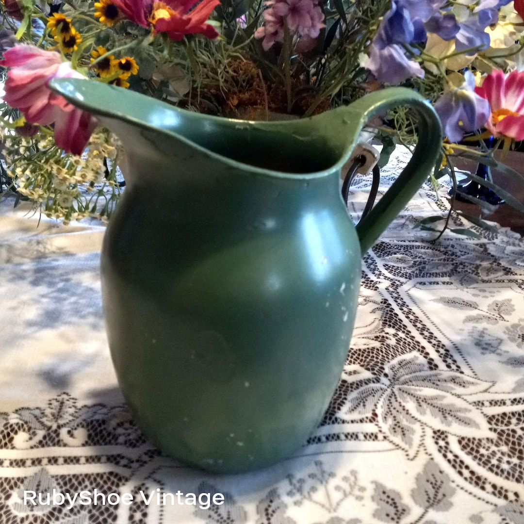 Old Metal Pitcher. Rustic Pitcher. Metal Pitcher. Vintage Metal Pitcher ...