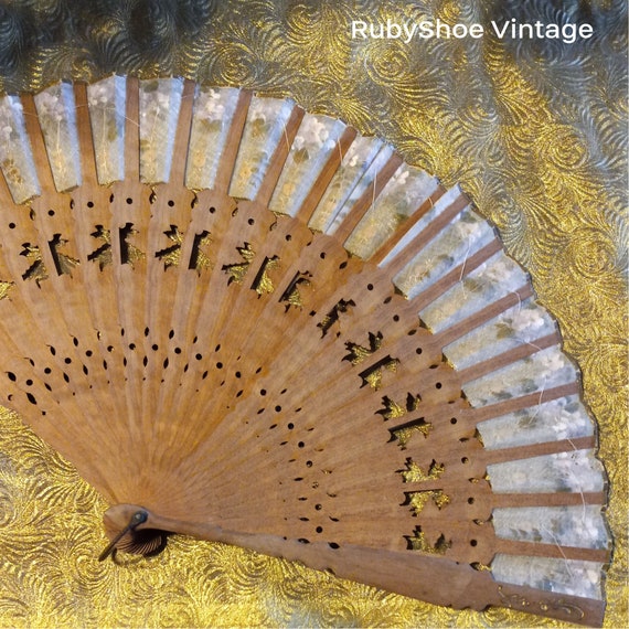 Hand Painted Victorian Style Fan. Hand Painted Wooden… - Gem