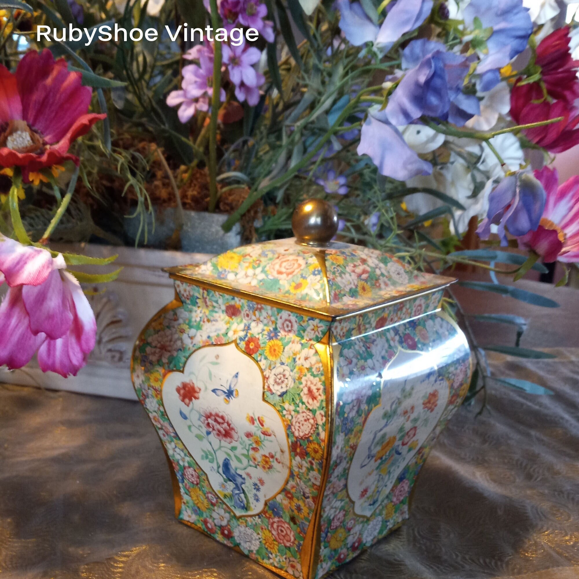 Vintage Dutch Floral Tin Container. Decorative Tin With Lid. Sweet ...
