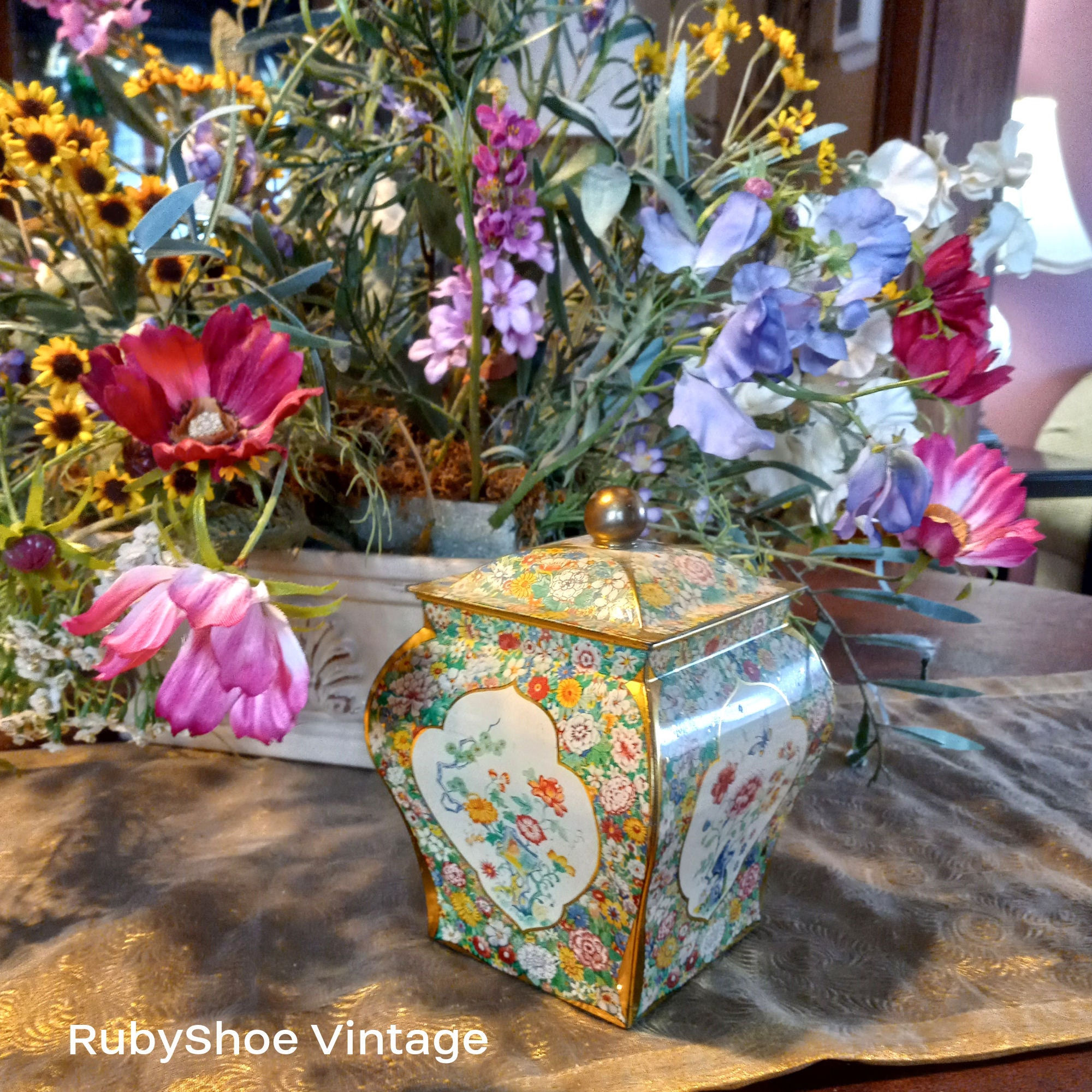 Vintage Dutch Floral Tin Container. Decorative Tin With Lid. Sweet ...