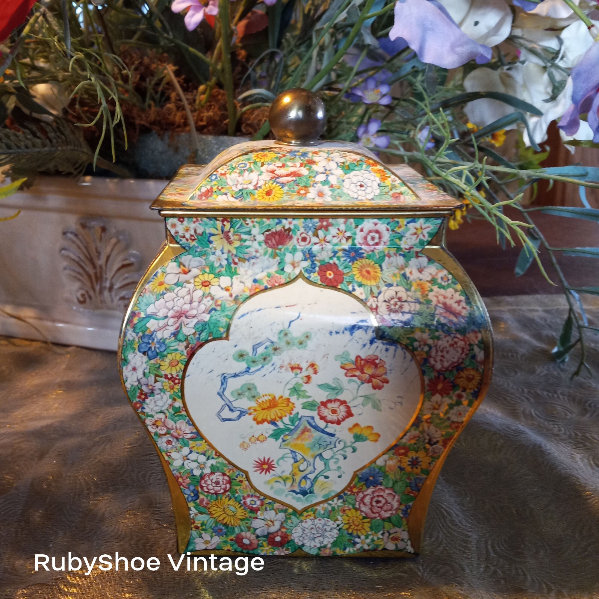 Vintage Dutch Floral Tin Container. Decorative Tin With Lid. Sweet ...