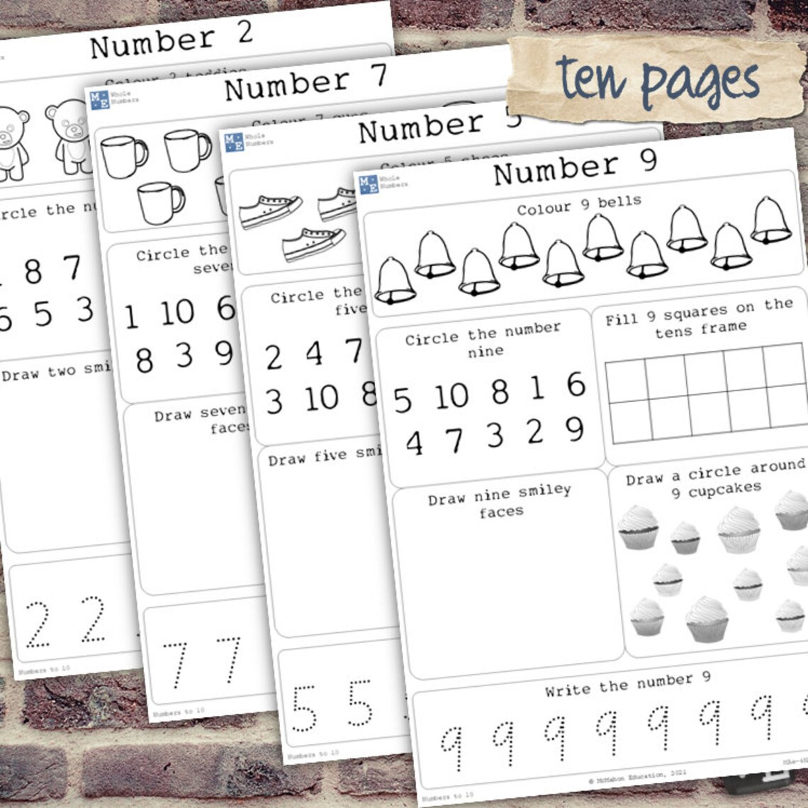 Kindy Prep Mathematics Whole Numbers NUMBERS TO 10 Reading and Writing ...