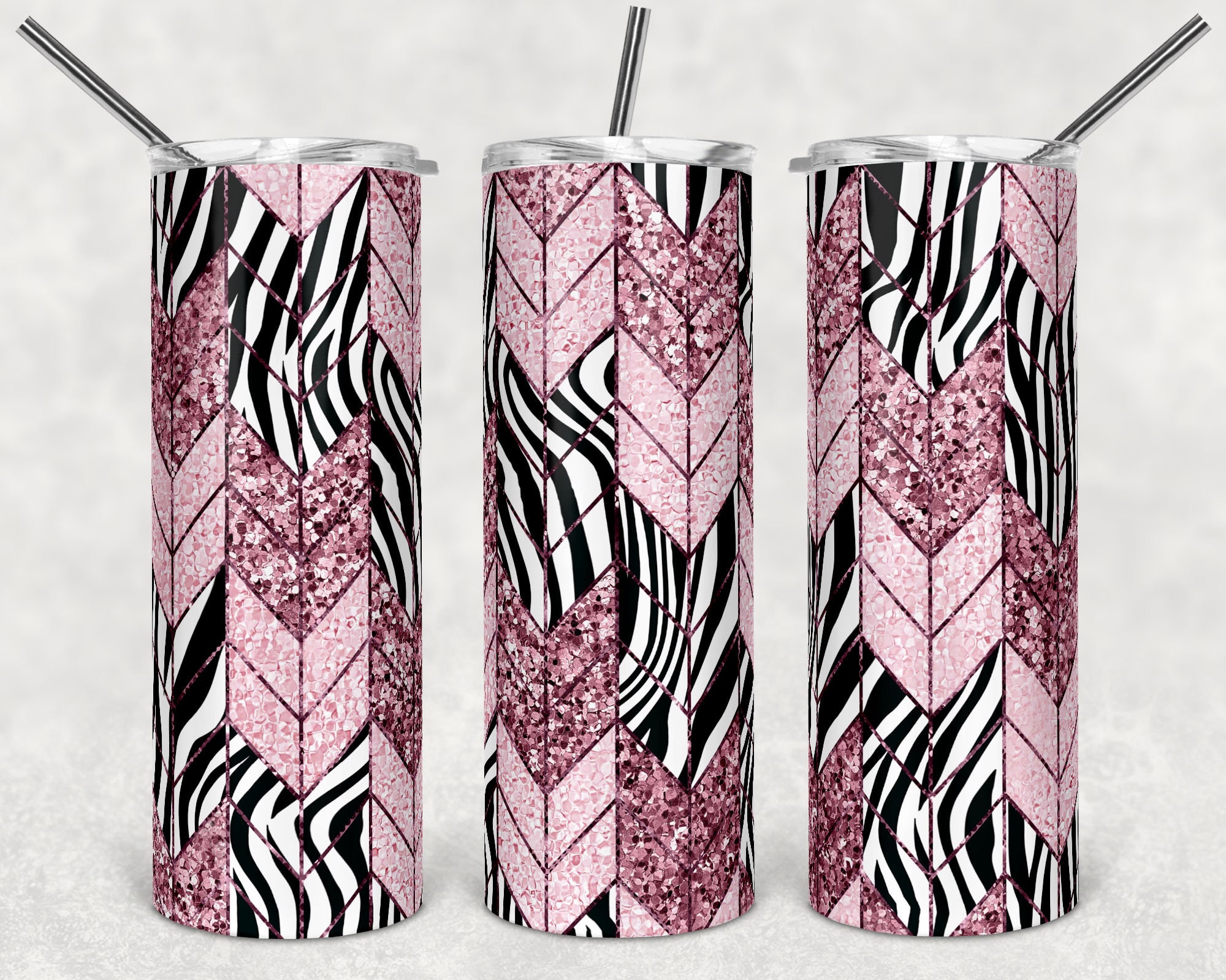 Zebra Print and Pink Glitter Design 20oz Sublimation Tumbler | Etsy