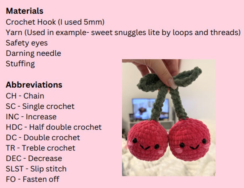 Crochet Cherries Pattern - Etsy