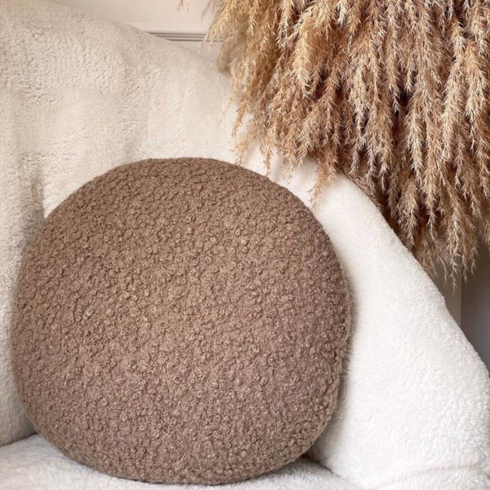 Boucle Circle Cushions Boucle Cushion Round Cushions - Etsy UK