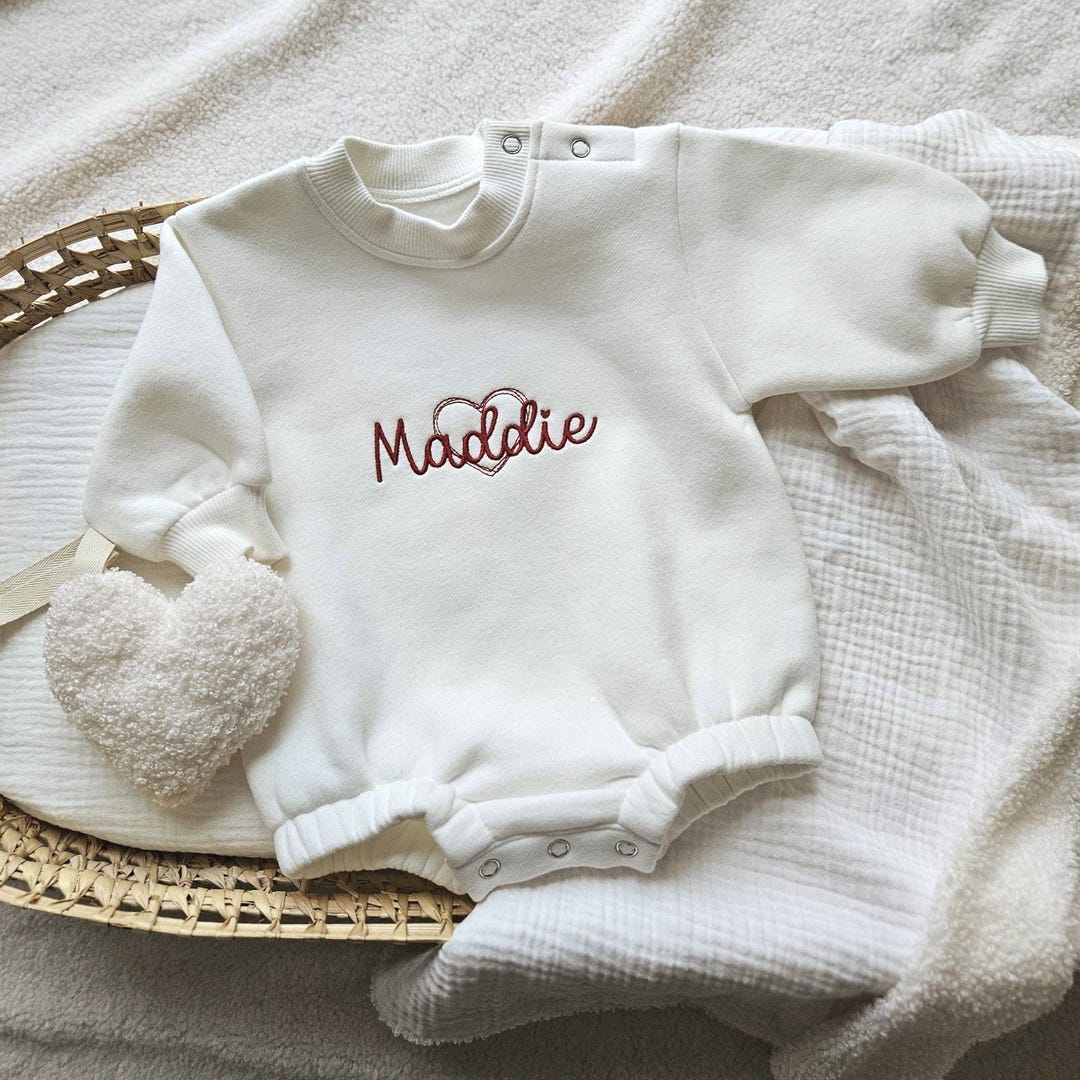 Personalised Heart Baby Romper | Embroidered Love Heart Romper | New ...