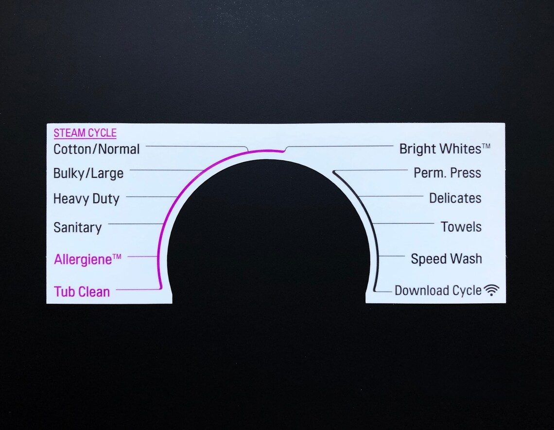 LG Model WM3570HWA Washer Sticker Label / Decal - for Center Control ...