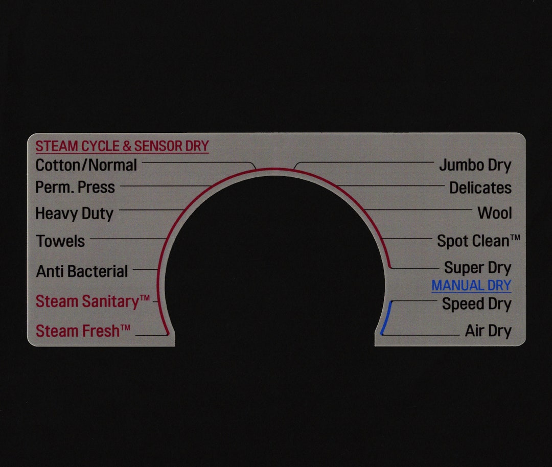 LG Model DLEX8000V & DLGX8001V Dryer Sticker Label / Decal - for Center ...