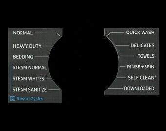 Samsung Model WF45R6100AC Washer Sticker Labels / Decals for Control ...