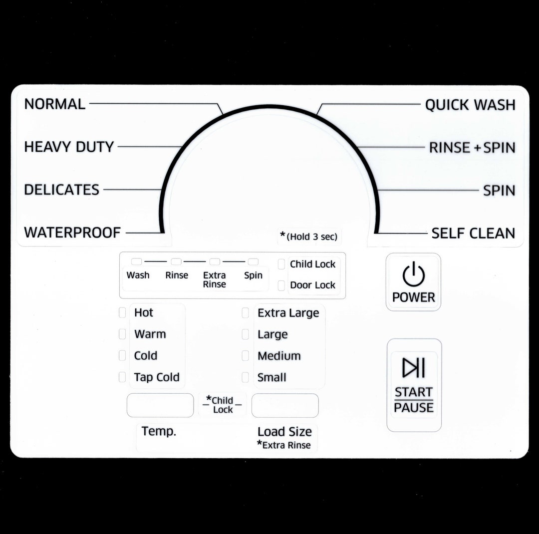 Samsung Model WA40J3000AW Washer Sticker Sheet Labels / Decals - for ...
