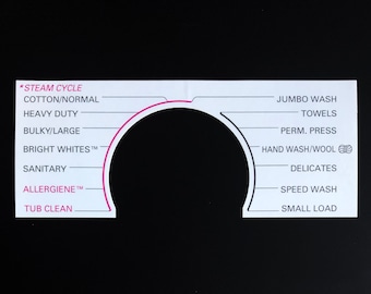 LG Model WM3370HWA Washer Sticker Label / Decal for Center Control ...