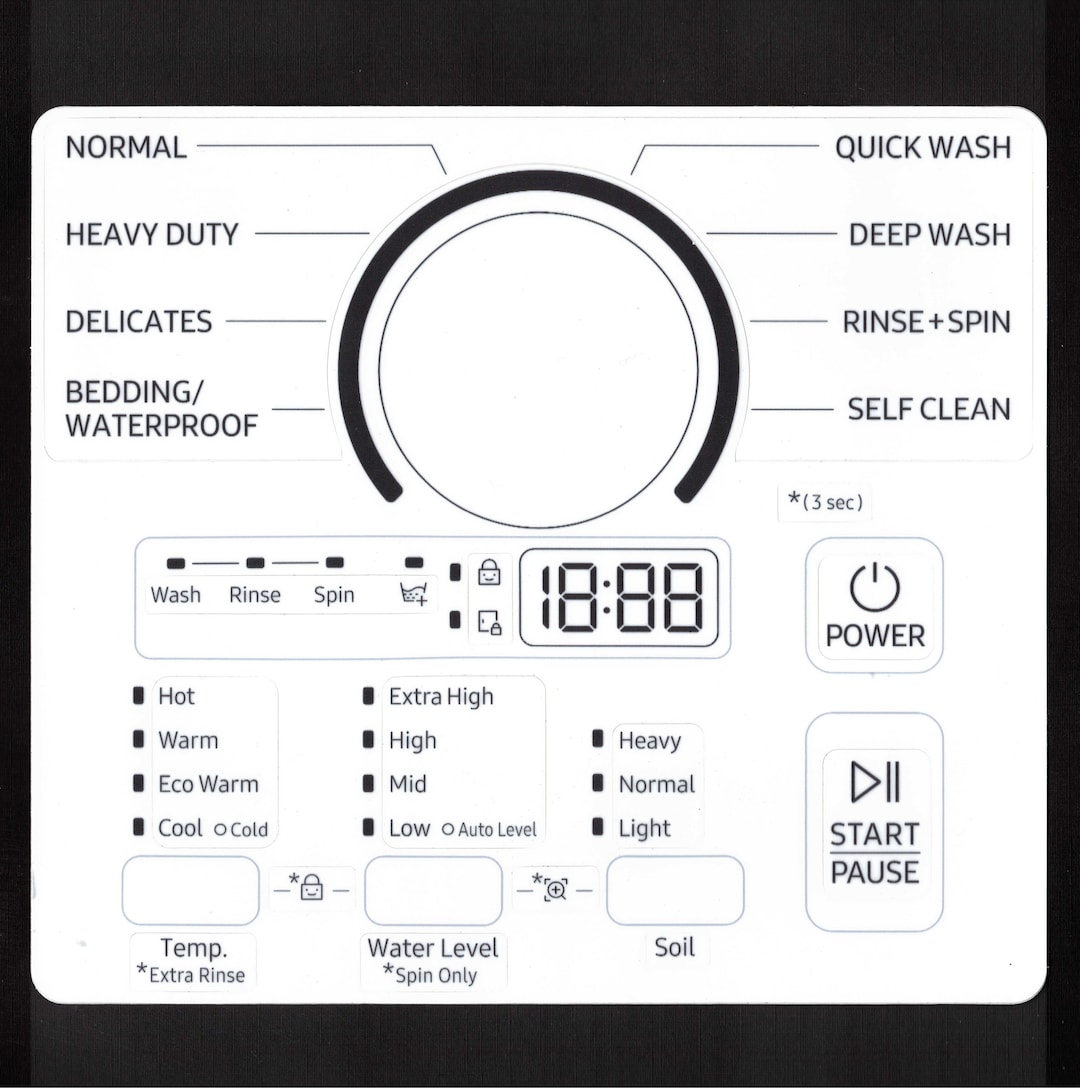 Samsung Model WA45T3200AW Washer Sticker Sheet Labels / Decals - for ...