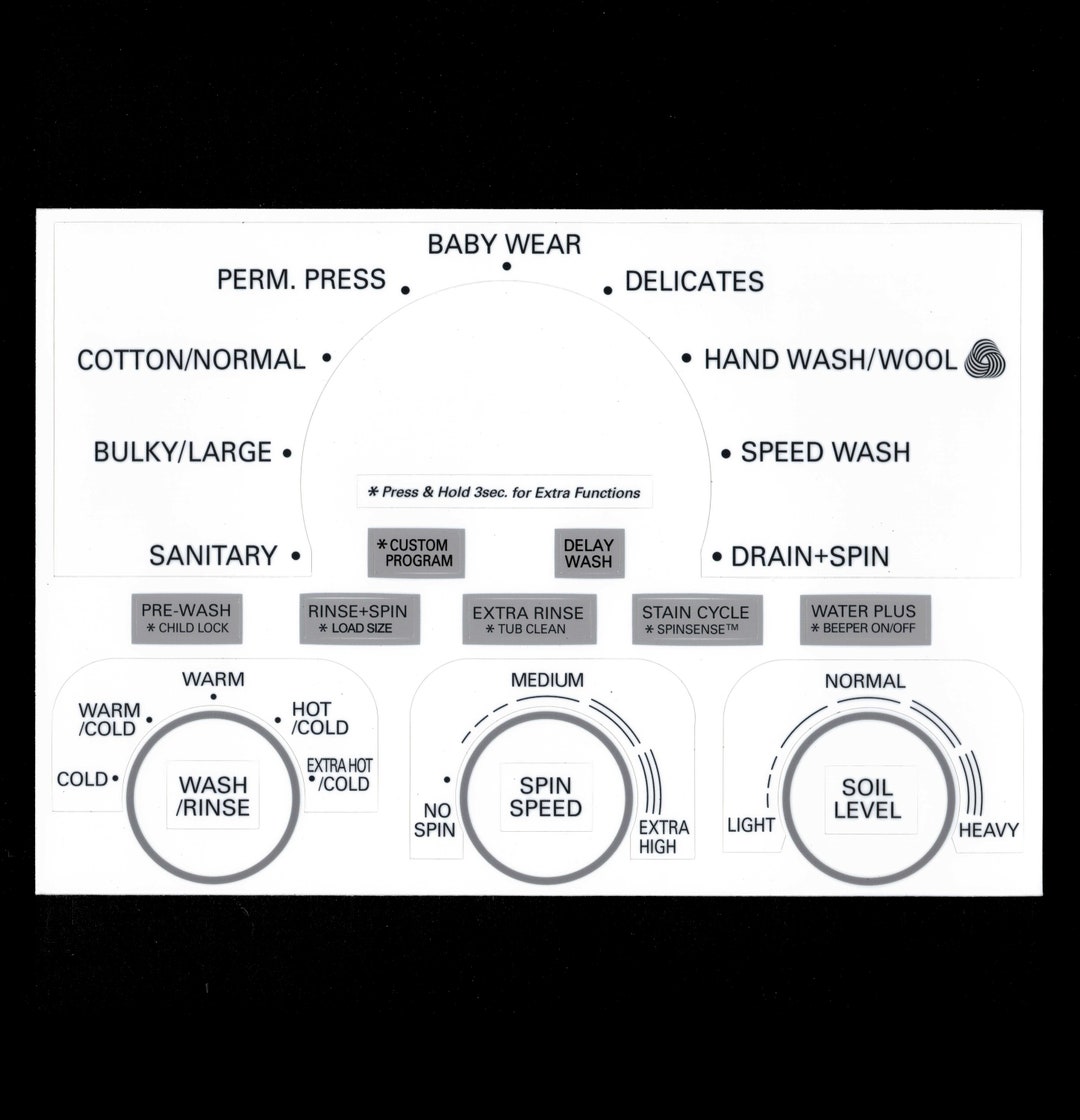 LG Model WM2455HW Washer Sticker Sheet Labels / Decals - for Entire ...