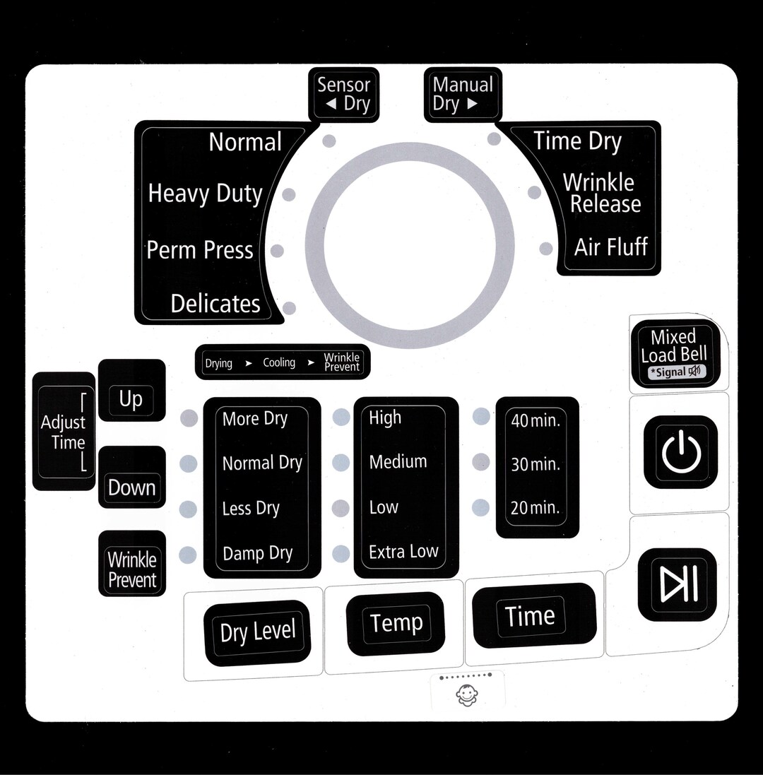 Samsung Model DV210AEW & DV210AGW Dryer Sticker Sheet Labels / Decals ...