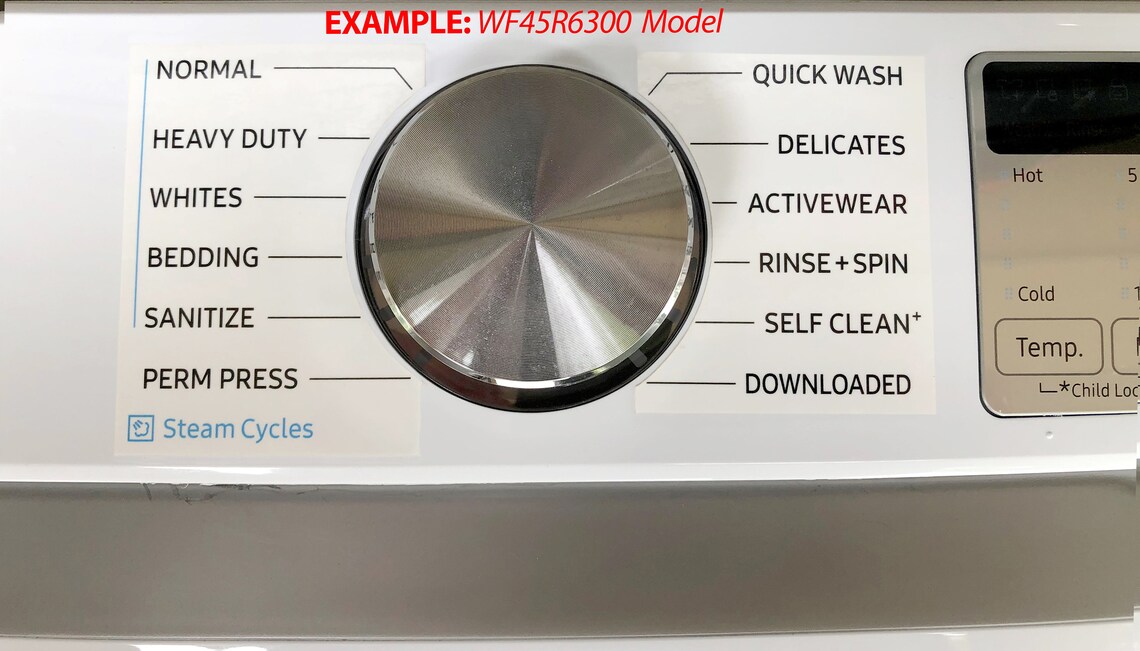 Samsung Model WF45R6100AW Washer Sticker Labels / Decals for - Etsy
